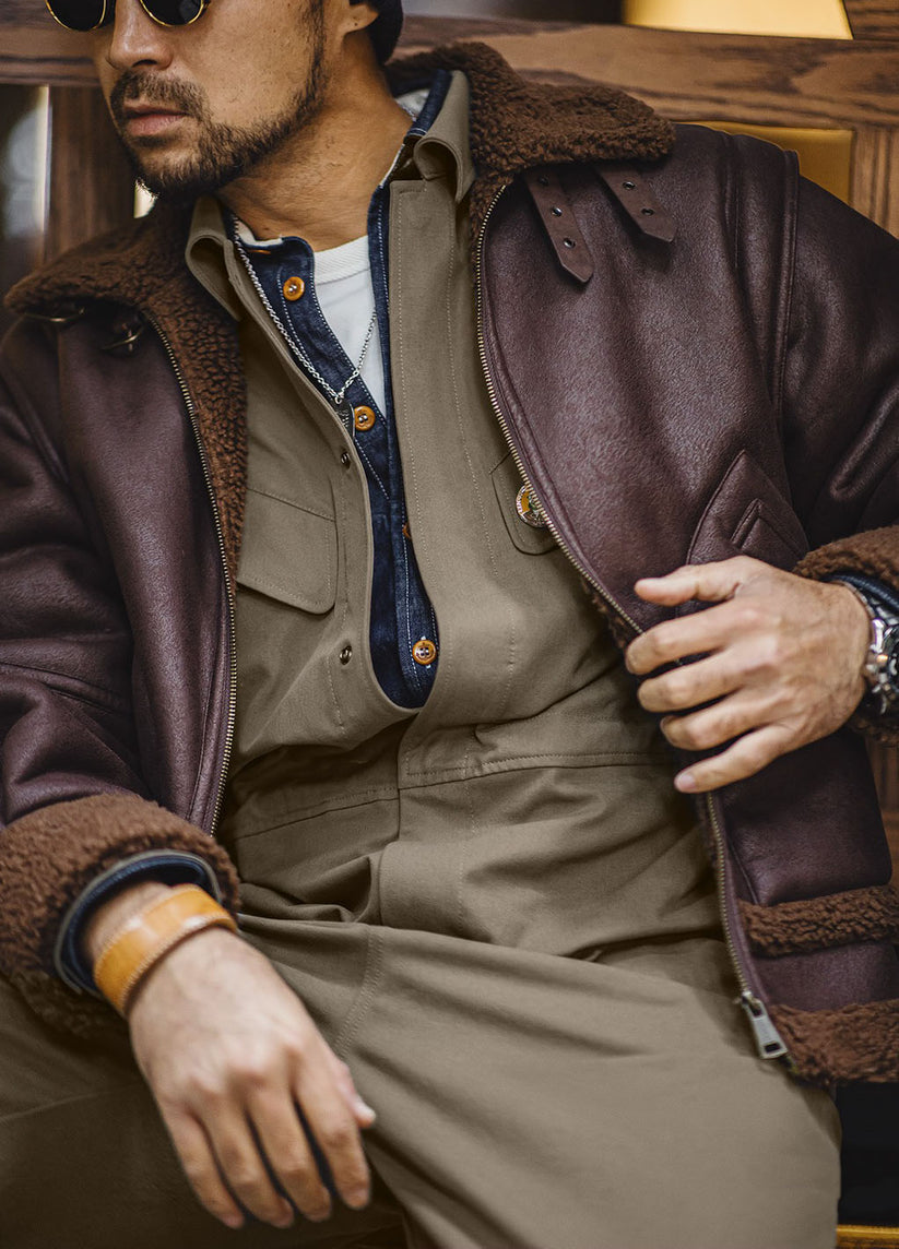 American Workwear Retro Four-Way Elastic Multi-Pocket Men's Jumpsuit ...