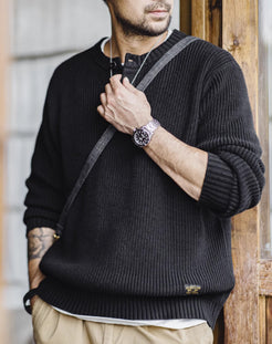 American Retro Knitted Henry vertical Striped Pullover Men's Sweater ...