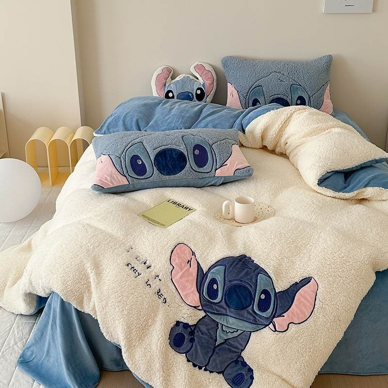 Cute Washed Cotton Stitch Four-Piece Bed Set | Harmony Gallery