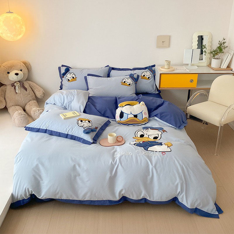 Good Night Cartoon Washed Cotton Four-Piece Bed Set | Harmony Gallery