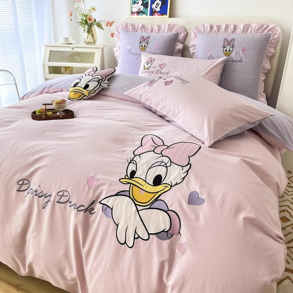 Cute Bow Daisy Donald Duck Cotton Four-Piece Bed Set | Harmony Gallery