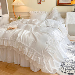 Nordic Light Luxury Princess Lace Net Cotton Four-piece Bed Set ...