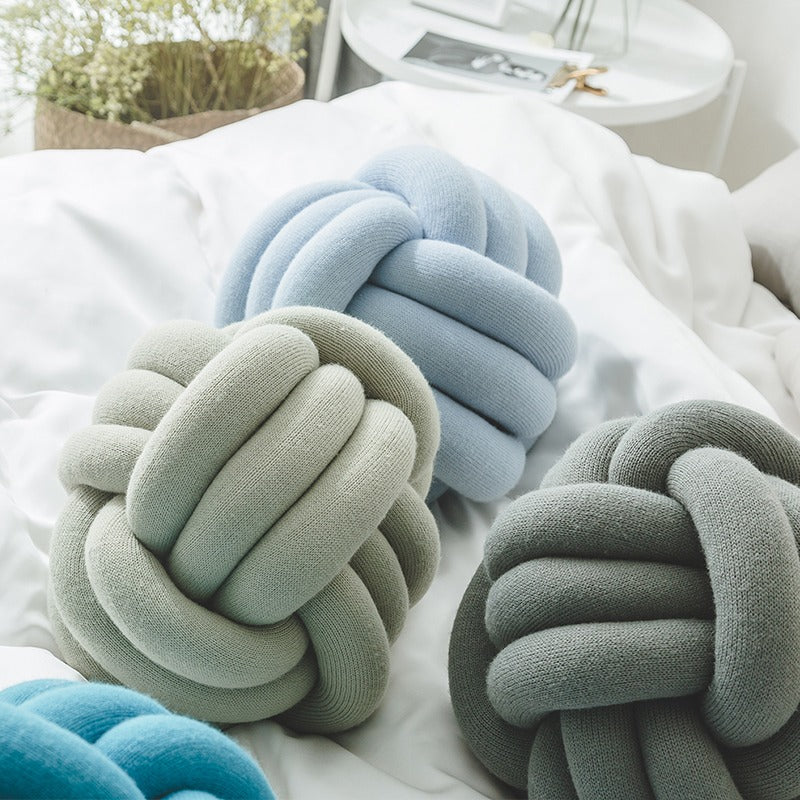 Elegant Vibrant Woven Knot Round Ball Cushions | Harmony Gallery