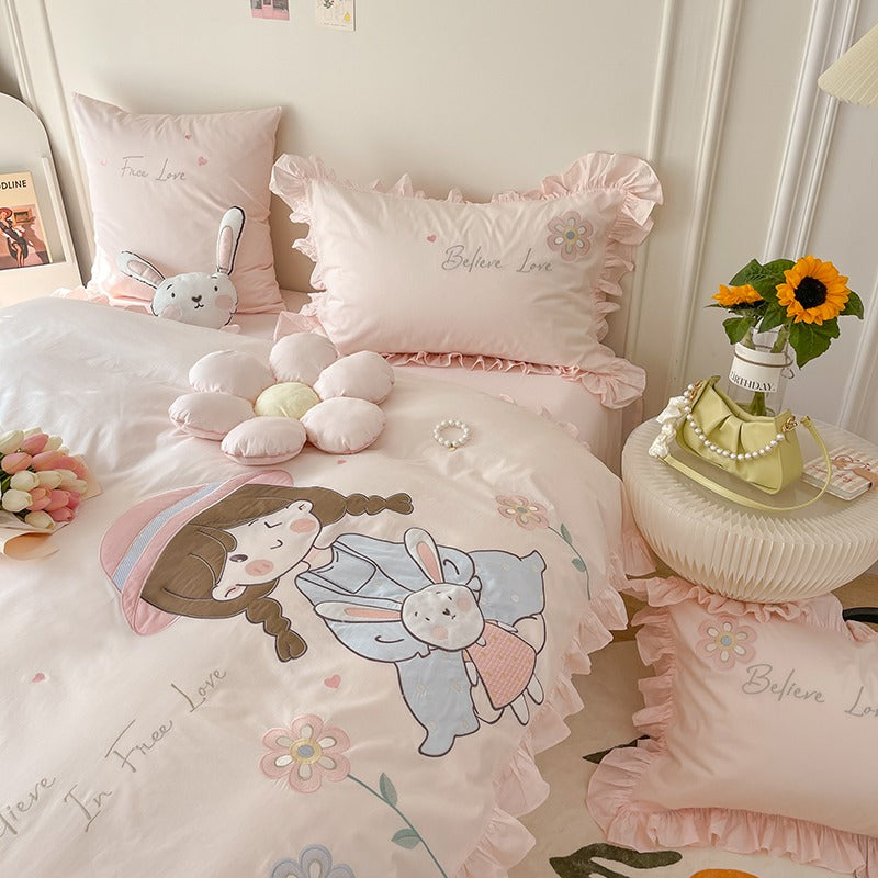 Girl's Heart Cute Lola Girl Cotton Four-Piece Bed Set | Harmony Gallery