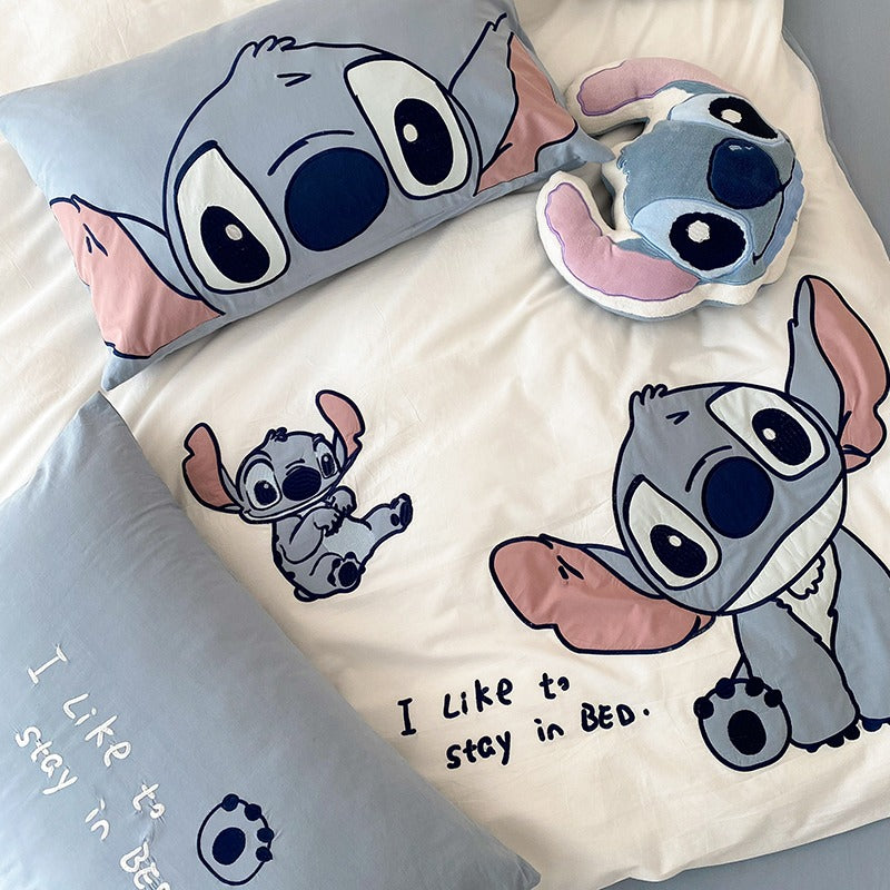 Cute Washed Cotton Stitch Four-Piece Bed Set | Harmony Gallery