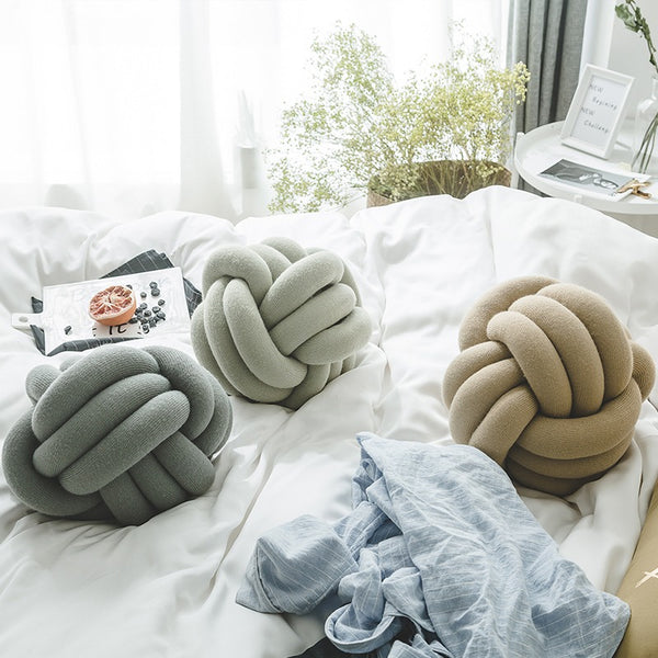 Elegant Vibrant Woven Knot Round Ball Cushions – Harmony Gallery