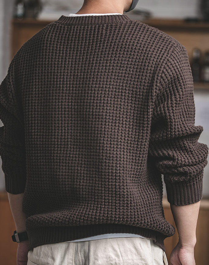 Tooling Retro Loose Round Neck Woolen Men's Sweater | Harmony Gallery