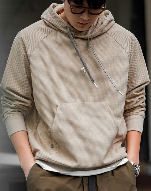 American Corn Grain Embroidery Hooded Velvet Pullover Men's Sweater ...