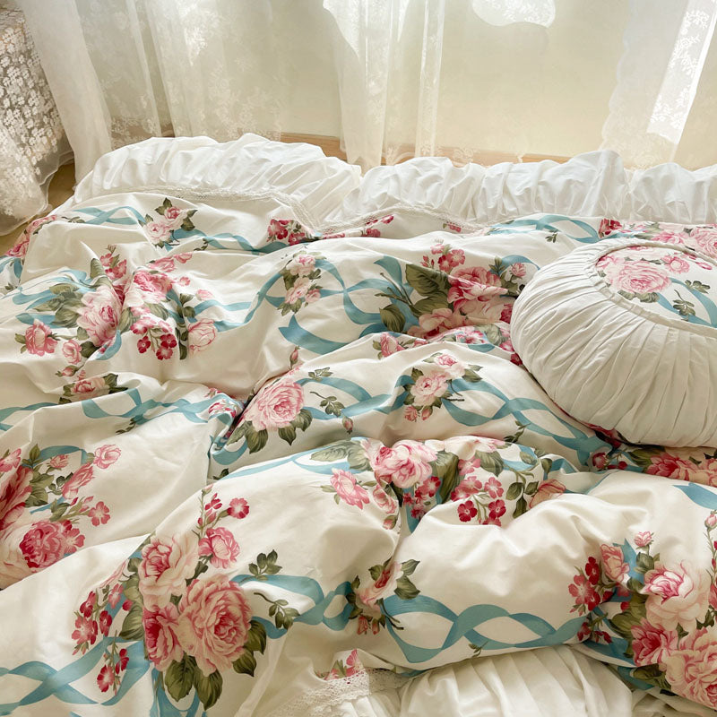 Floral Sweet Princess Pastoral Cotton Four-Piece Bed Set | Harmony Gallery