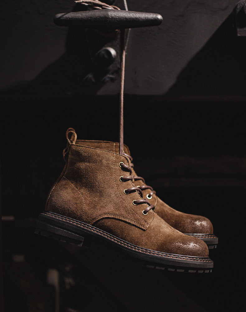 Casual Middle-Cut Brown Retro Tooling Men's Desert Boot