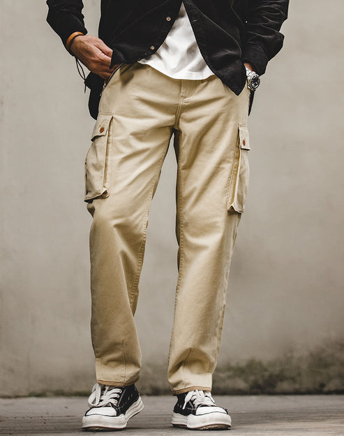 Tooling American Retro Khaki Tapered Casual Men's Trousers | Harmony ...
