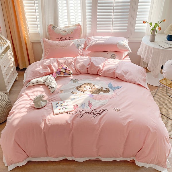 Mermaid Princess Washed Cotton Four-Piece Bed Set | Harmony Gallery