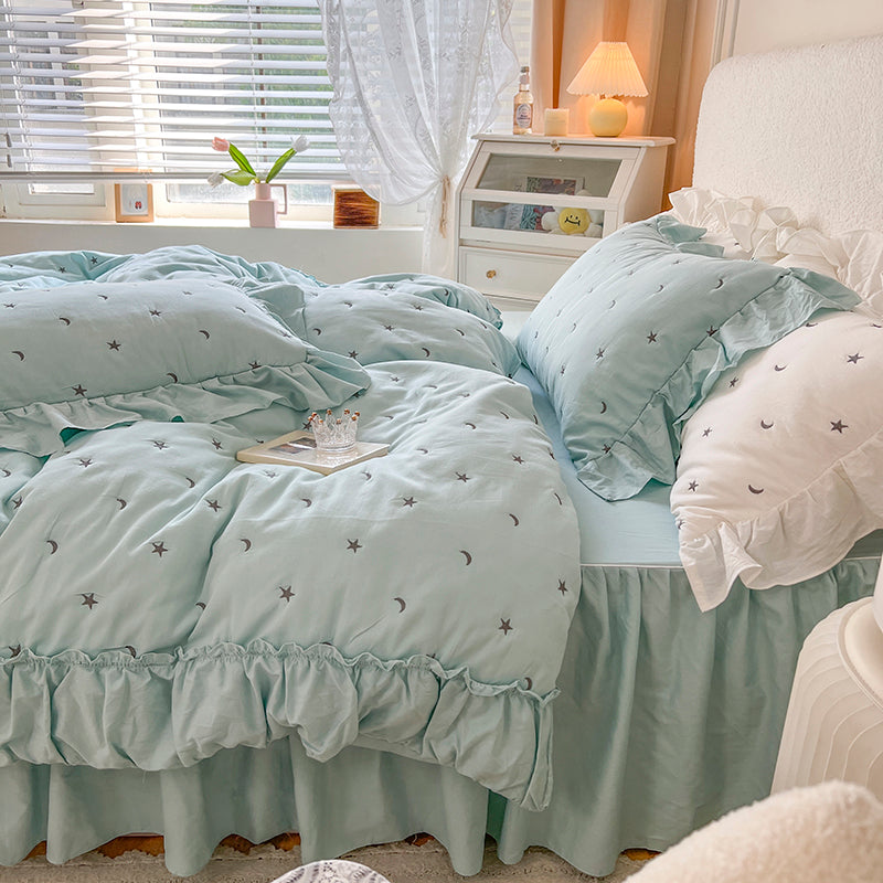 Star & Moon Washed Cotton Four-Piece Bed Set | Harmony Gallery